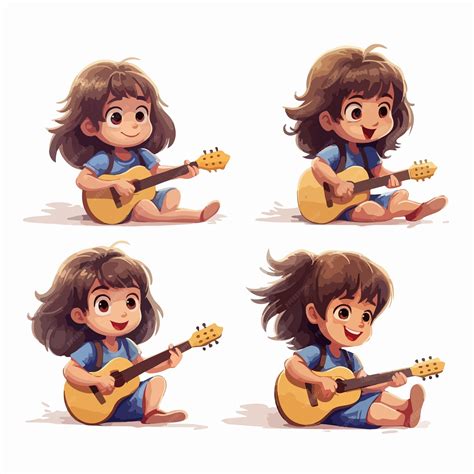 Premium Vector A Girl And Her Guitar In A Flat Design