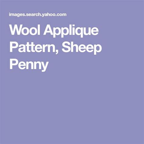Wool Applique Pattern Sheep Penny