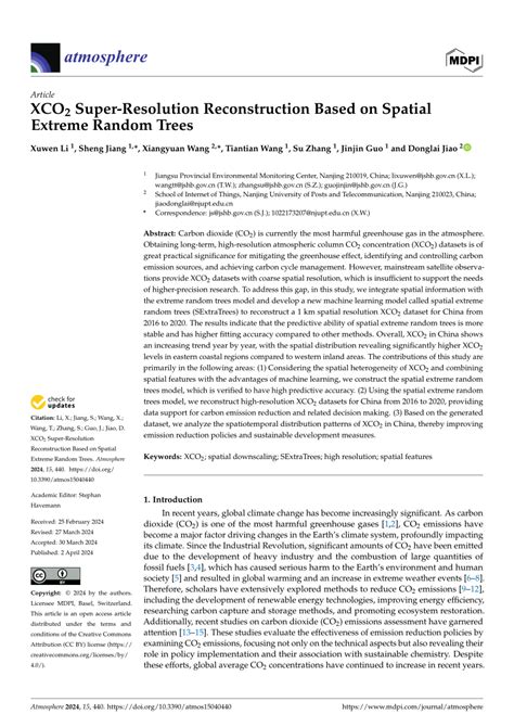 Pdf Xco2 Super Resolution Reconstruction Based On Spatial Extreme Random Trees