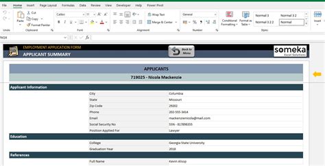 Job Application Excel Template Excel Template Job Application Hiring
