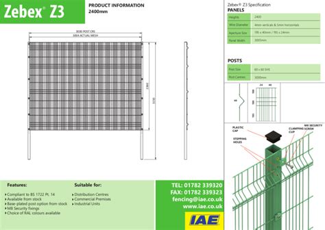 Iae Zebex 2400h Perimeter Fence Specification Sheet Iae Nbs Source