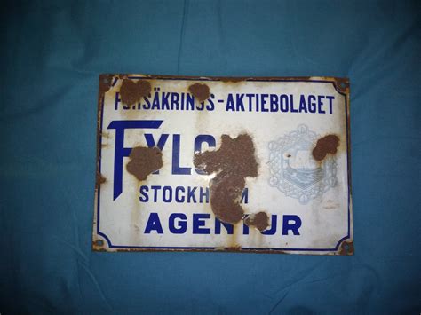 Emaljskylt Fylgia gammal svensk skylt Köp på Tradera