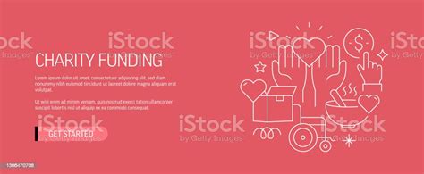 자선 기금 관련 웹 배너 라인 스타일 웹 배너 웹 사이트 헤더 등에 대한 현대적인 디자인 벡터 일러스트레이션 스톡 일러스트레이션 자선 및 구제 사업에 대한 스톡 벡터 아트