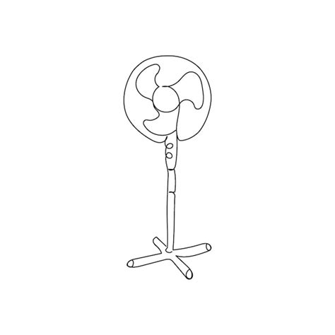 선풍기 연속 선 그리기 가전 제품 냉각 에어컨 실내 기후 신선한 공기의 한 라인 아트 손으로 그린 벡터 일러스트 레이