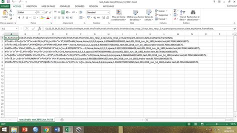 Messy Data On Excel Builder PsychoPy