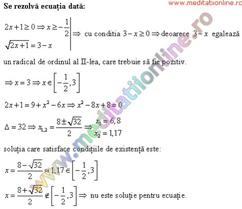 Probleme Rezolvate La Matematica Ecuatii Cu Radicali Si Ecuatii Fractionare Rezolvat