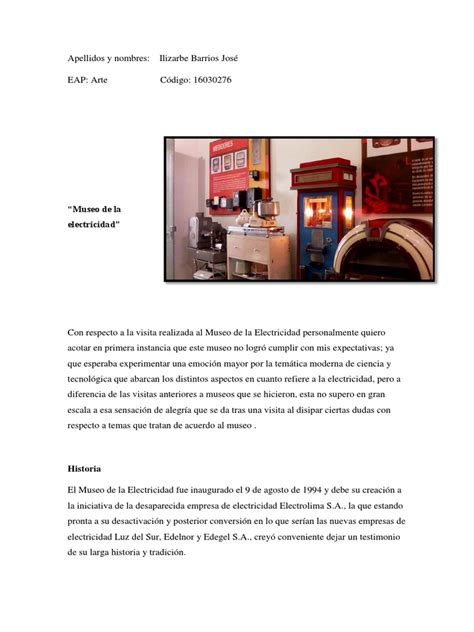 Museografia Museo De La Electricidad Pdf Museo Electricidad