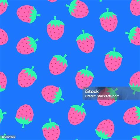 딸기 매끄러운 배경 파란색 벡터 딸기 패턴을 반복합니다 패브릭 벽지 포장 어린이 착용을위한 스칸디나비아 스타일의 귀여운 여름 과일 표면 패턴 디자인 0명에 대한 스톡 벡터