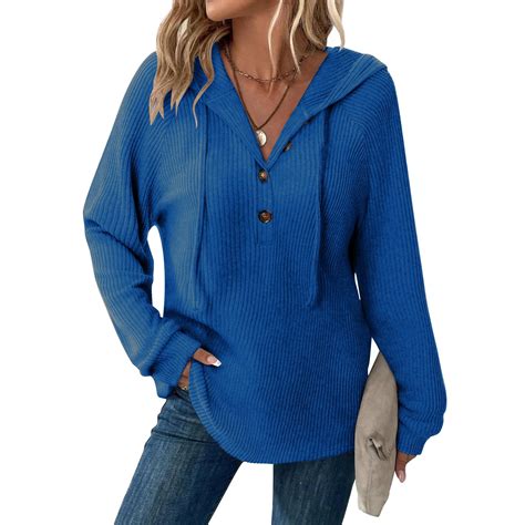 Uqjfacai Hoodies For Women Ribbed Knit Long Sleeve Tops Fall Loose