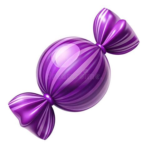 Purple Striped Candy Wrapped In Glossy Wrapper Purple Candy Stock
