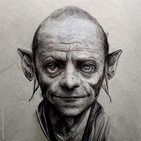 Gollum Portrait Digital Art Concept Art 3d Render Stock Illustration