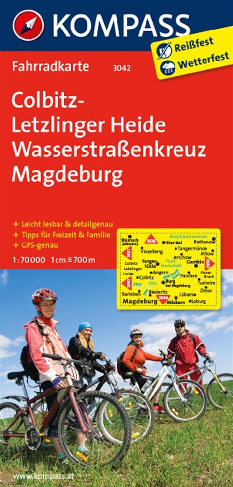 KOMPASS Fahrradkarte Colbitz Letzlinger Heide Wasserstraßenkreuz Magdeburg reiß