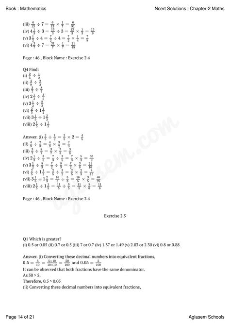 NCERT Solutions Class Maths Chapter Fractions And Decimals
