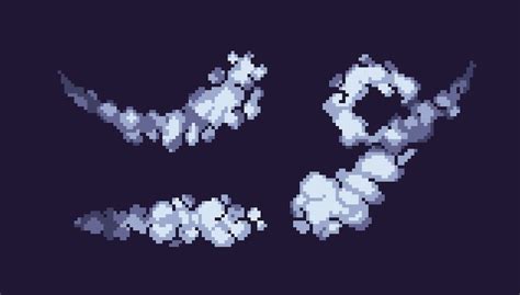 Premium Vector Smoke After Explosion Pixel Art Set Steam Waves And