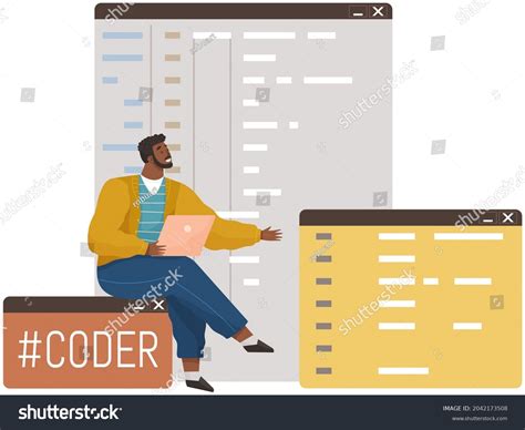 Young Man Programmer Coding Correct Errors Stock Vector Royalty Free