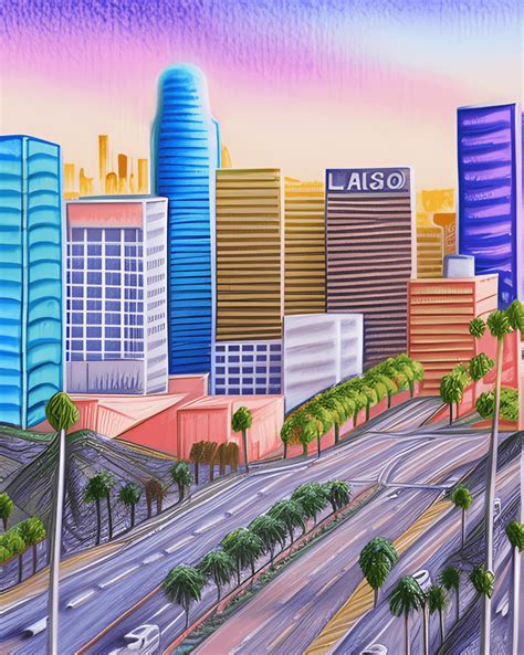 Los Angeles Colored Pencil And Pastel Art Creative Fabrica
