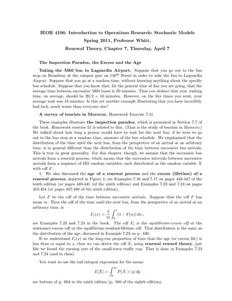 Markov Chains Introduction To Stochastic Model Lecture Notes Mathematics Docsity