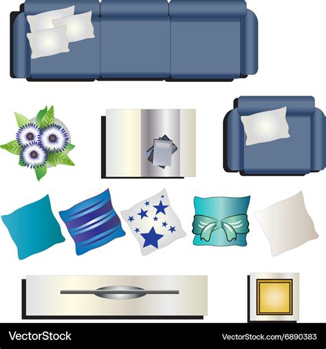 Living Room Furniture Top View Set 8 For Interior Vector Image