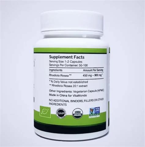 Organski Dodatak Rhodiola Rosea 500 Mg 100 Kapsula Imunitet