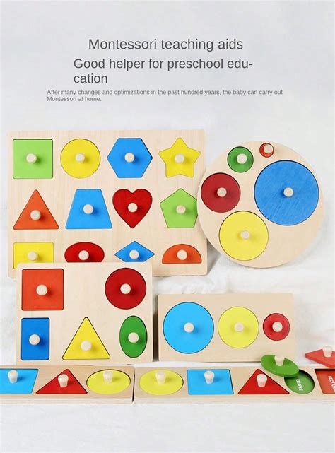 In Montessori Geometric Shape Matching Puzzle Educational Hands On Board Toy For Cognitive