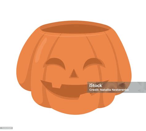 Smiling Jack O Lantern Semi Flat Color Vector Object Stock Illustration