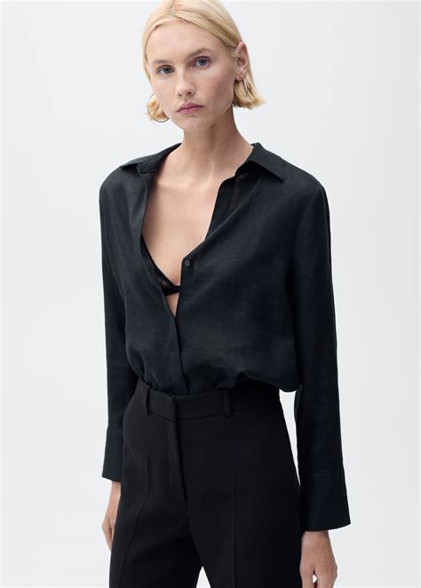 Chemise 100 Lin Femme Mango France Métropolitaine