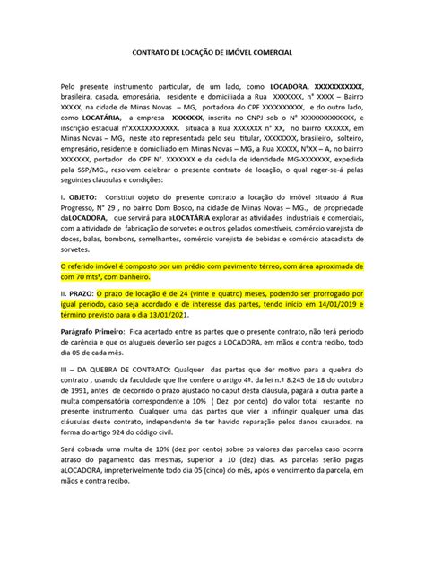 Modelo Contrato De Aluguel Download Grátis Pdf Aluguel Direito