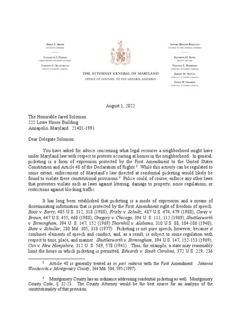 Maryland Attorney General Brian Frosh Opinion On Constitutionality Of 3 904 C Of Maryland