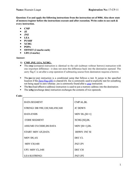 Microprocessor And Interface Assignment 2 Related To Microprocessor