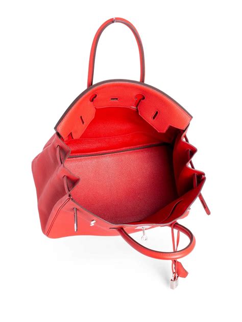 Hermes Clemence Leather Birkin Bag 35 Red