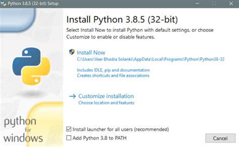 Install Python 385 Windows 3264 Bit Download And Installation