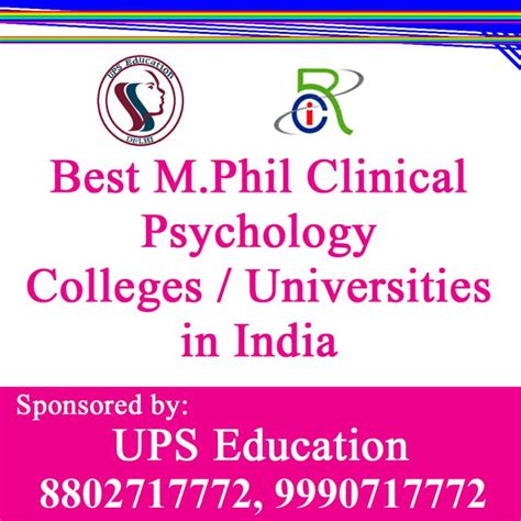Best Ranked Mphil Clinical Psychology Colleges Universities In India