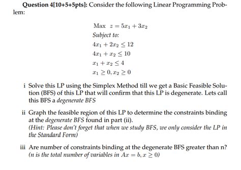 Solved Question 4 1055pts Consider The Following Linear
