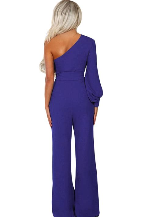 Hualong Sexy One Shoulder Wide Leg Peplum Jumpsuit Online Store For