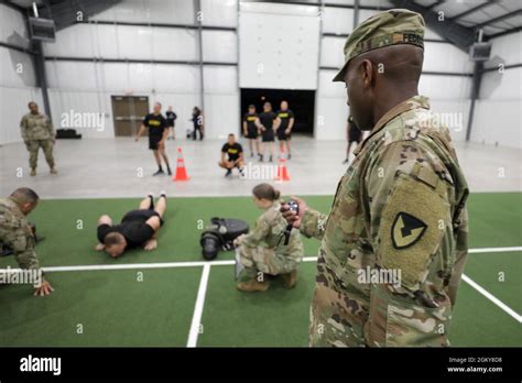 Soldiers Complete The Hand Release Push Up Portion Of The Army Combat