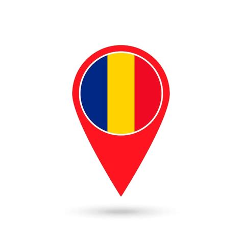 Ponteiro de mapa a bandeira do país romênia romênia ilustração vetorial Vetor Premium
