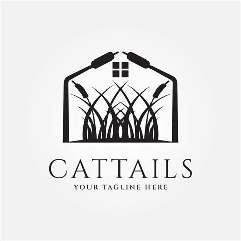 Premium Vector Cattails Plant With Home Silhouette Logo Vector
