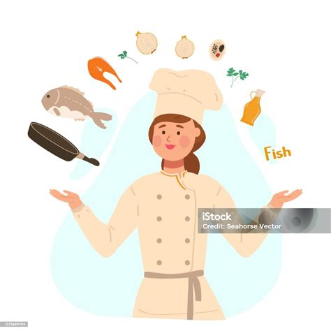 생선 조리법 요리 유니폼 사람 벡터 일러스트에 대한 재료 가정 생활에 대한 스톡 벡터 아트 및 기타 이미지 가정 생활 가정 주방 가정의 방 Istock