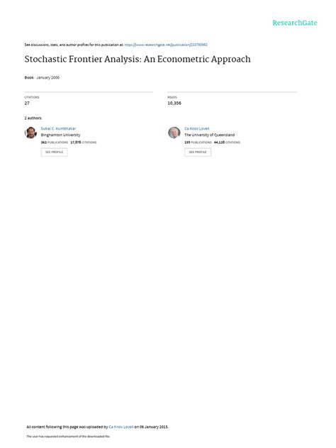 Stochastic Frontier Analysis An Econometric Approach Pdf