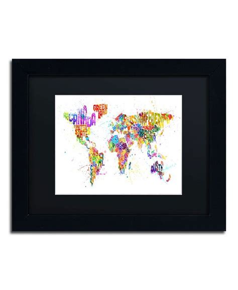 Trademark Global Michael Tompsett Paint Splashes Text Map Of The World