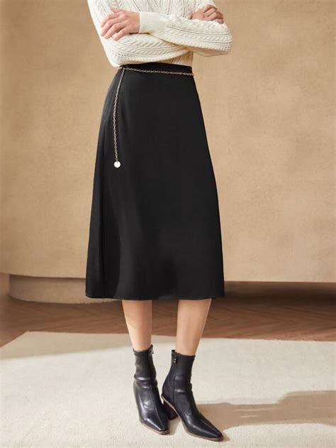 Motf Premium Acetate Chain Belt Skirt Shein Usa