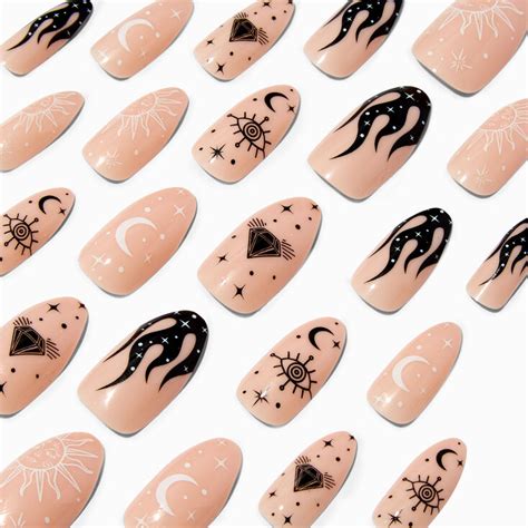 Nude Celestial Stiletto Vegan Faux Nail Set 24 Pack Claires Us