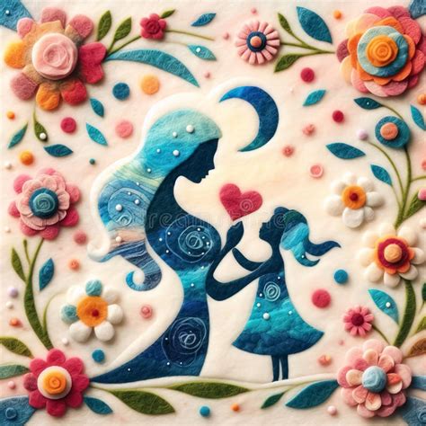 Felt Art Patchwork Mother S Day Concept Generative Ai Stock