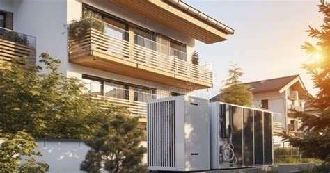 Eco Friendly Warmth Modern Heat Pump In Front Of Residential Building