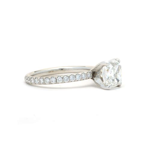 14 Karat White Gold Cushion Cut Diamond Engagement Ring For Sale At
