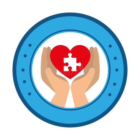 Hands Lifting Heart With Puzzle Attached Solution Stock Vector