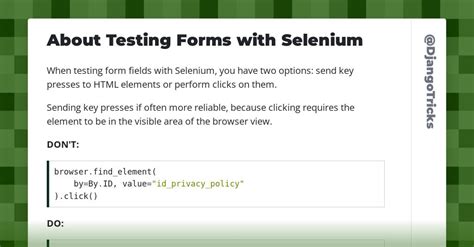 aidas bendoraitis on linkedin about testing forms with selenium