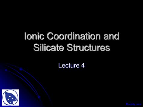 Coordination Mineral Deposits Lecture Slides Docsity