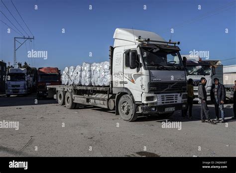 17 February 2024 Palestinian Territories Rafah Trucks Loaded With