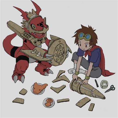 391280 Safe Artist Rt1535 Fictional Species Guilmon Human